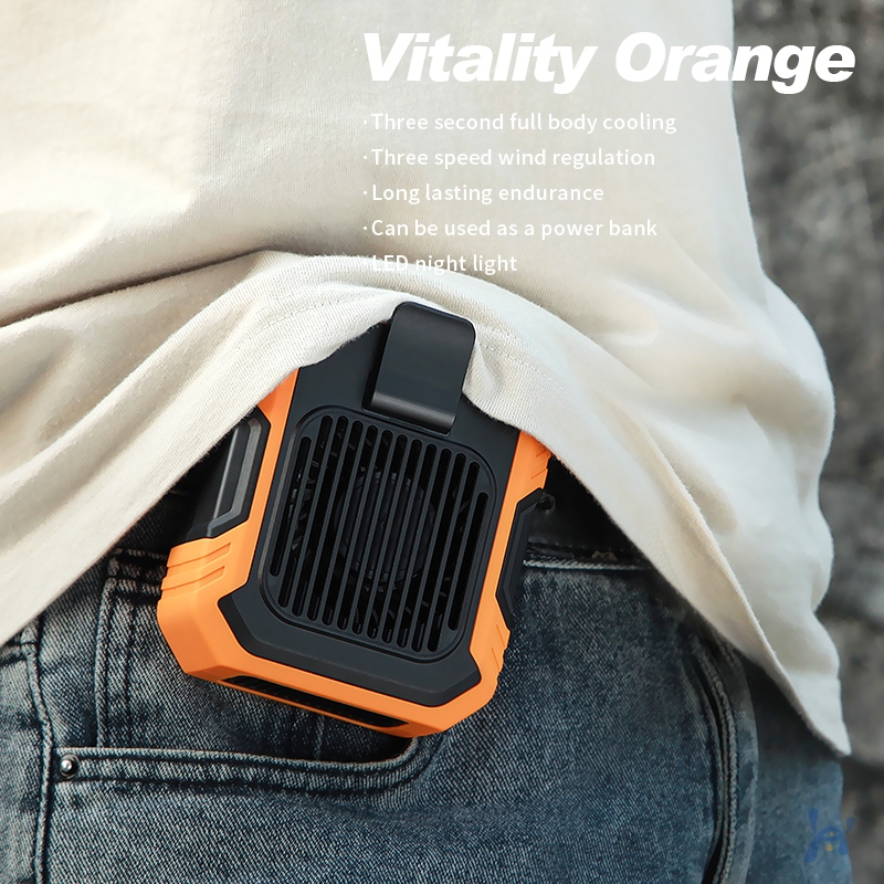 Portable wearable Waist Fan with 3 Speed Adjust and 4000mAh Power Bank ...