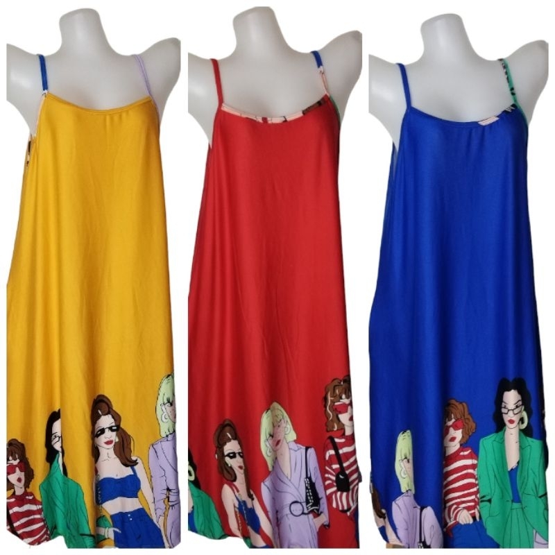 Bigsize Spaghetti Dress | Daster Pambahay Pantulog with Pocket fit to ...