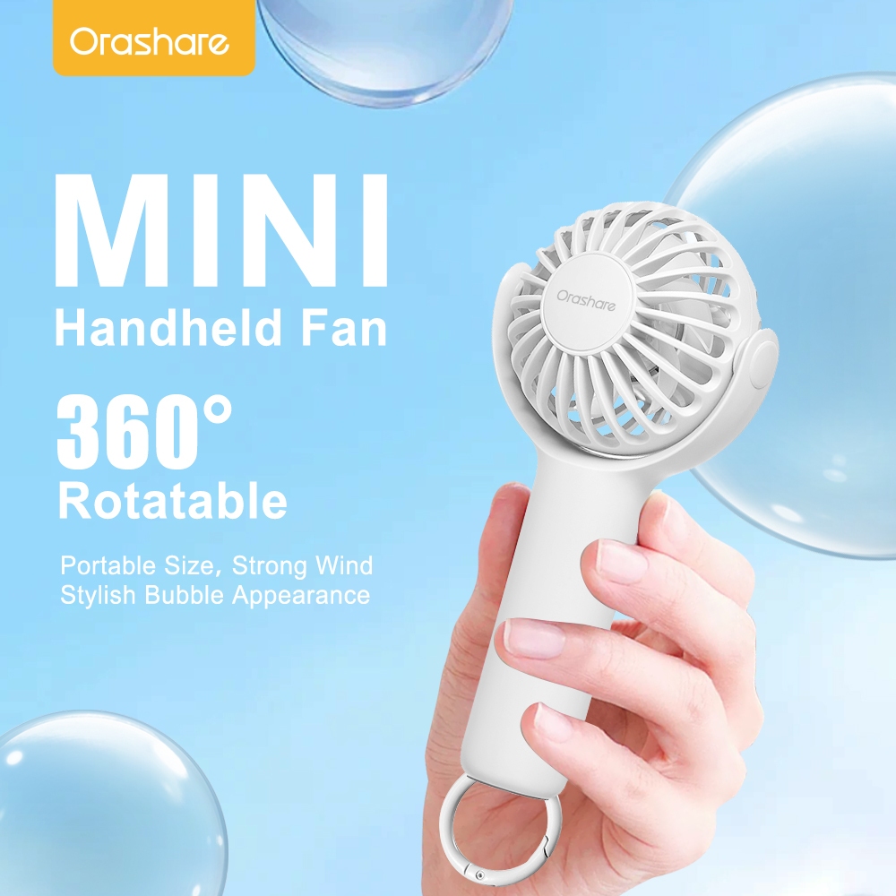 Orashare HF02 Pro Mini Fan Rechargeable 1200mAh Batterry 360° Rotatable fan 3 Speed Handheld Fan ...