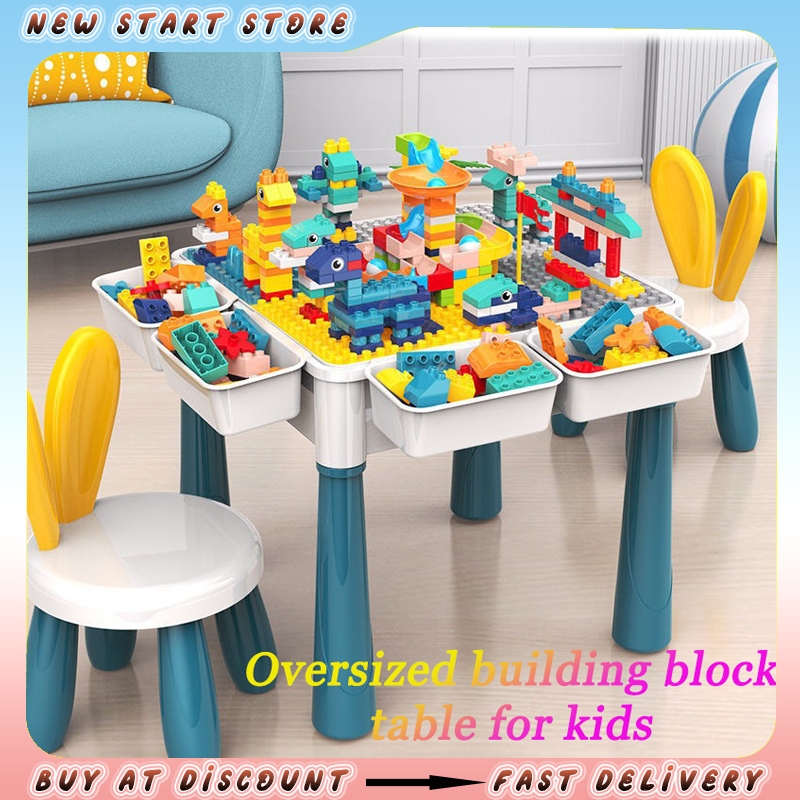 Big Building Blocks Table with Chair and Blocks Kids Table and Chair ...