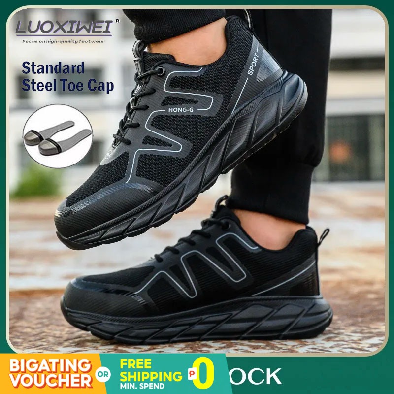 New Safety Shoes Steel Toe For Men Rubber Heavy Duty Work Boots Low Cut ...