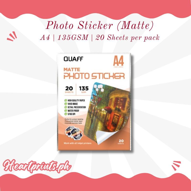 QUAFF Photo Sticker (Matte) 135GSM | A4 (20 sheets per pack) | Shopee ...