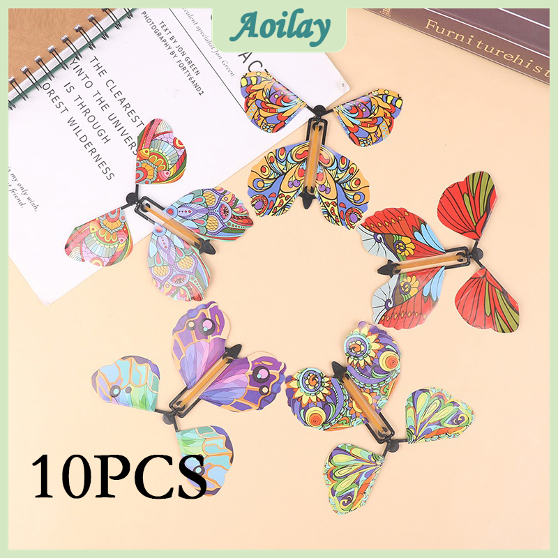 10pcs Magic Flying Butterfly Rubber Band Wind Up Butterfly Toys ...