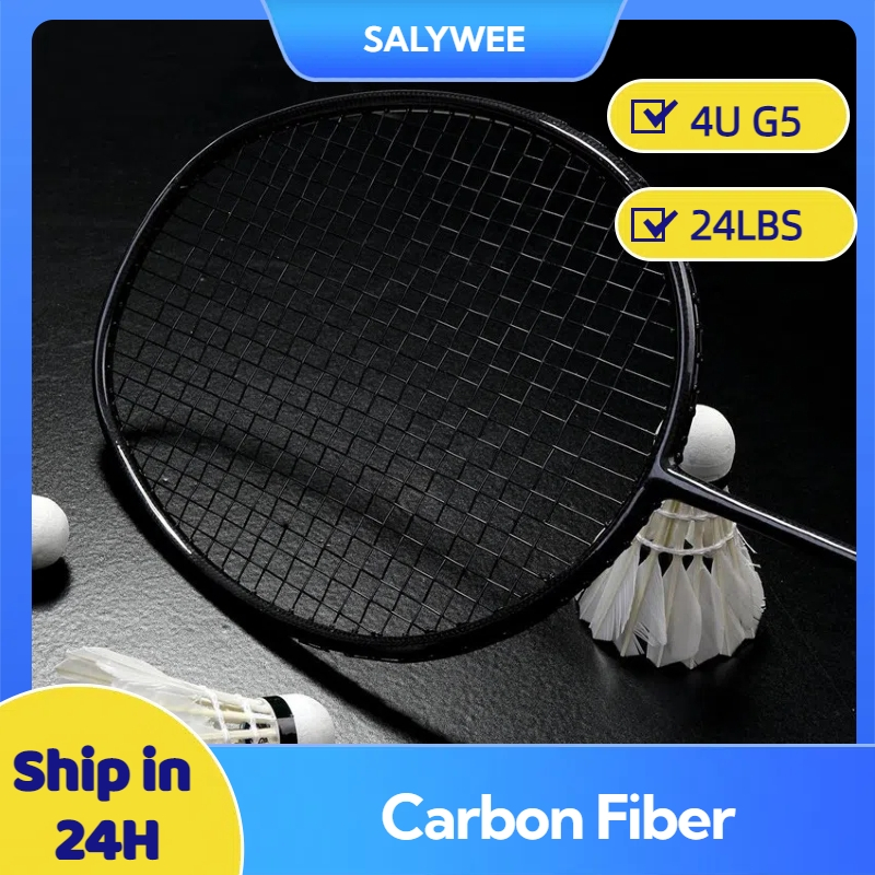 4U 24LBS Badminton Racket Single Full Carbon Firber for Training ...