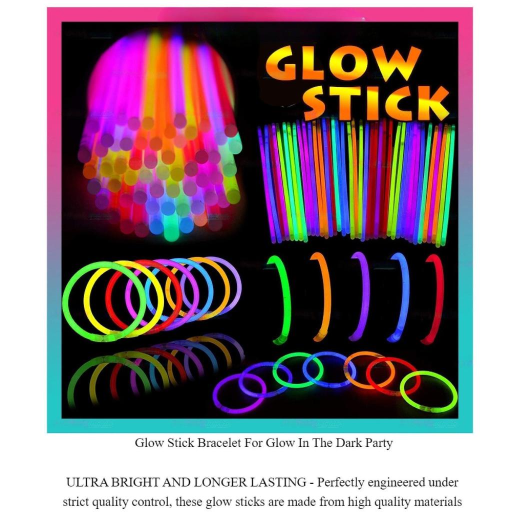 50Pcs 5 Color Mixed Packaging Glow Stick Bracelet Glow in The Dark Fun ...