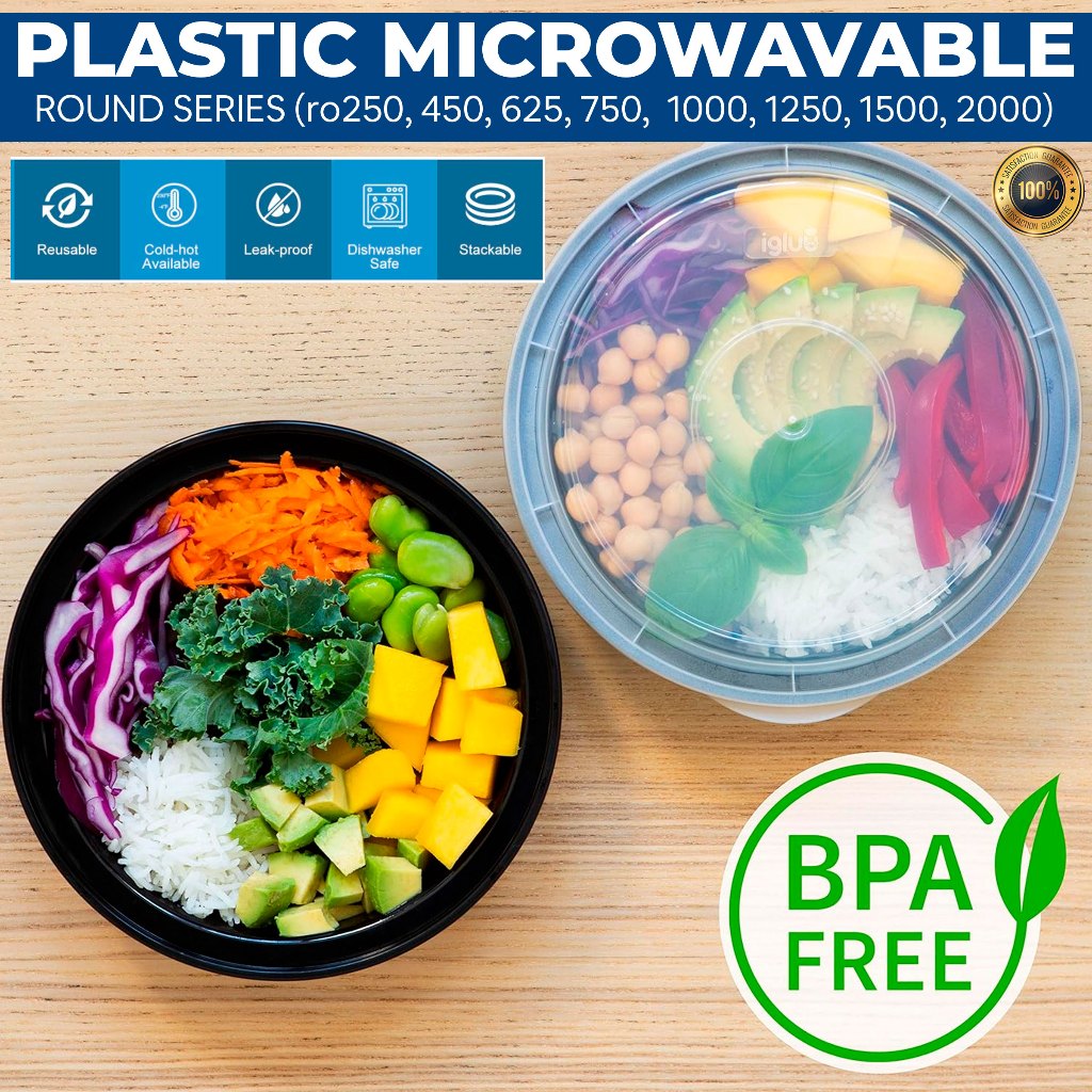 10PCS CLEAR AND BLACK ROUND CONTAINER RO250-1500 ENVRONMENTAL FRIENDLY ...