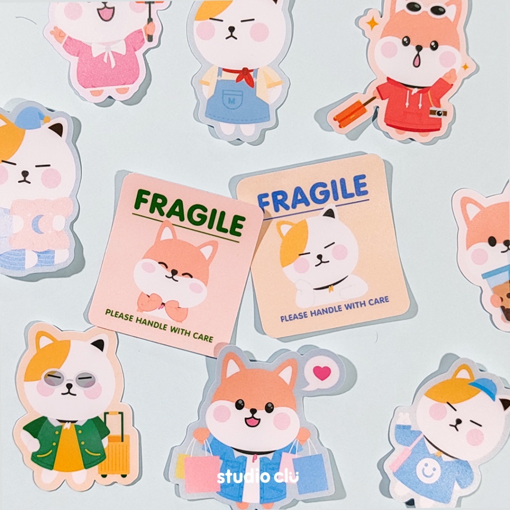 Peach & Mango Cute Cat Dog Travel Vinyl Stickers | Matte Waterproof ...