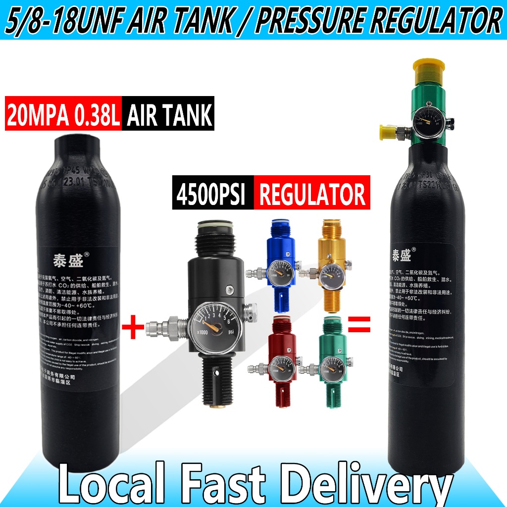 4500Psi Pcp Regulator Valve 5/8''-18UNF With Pcp Air Tank Cylinder ...