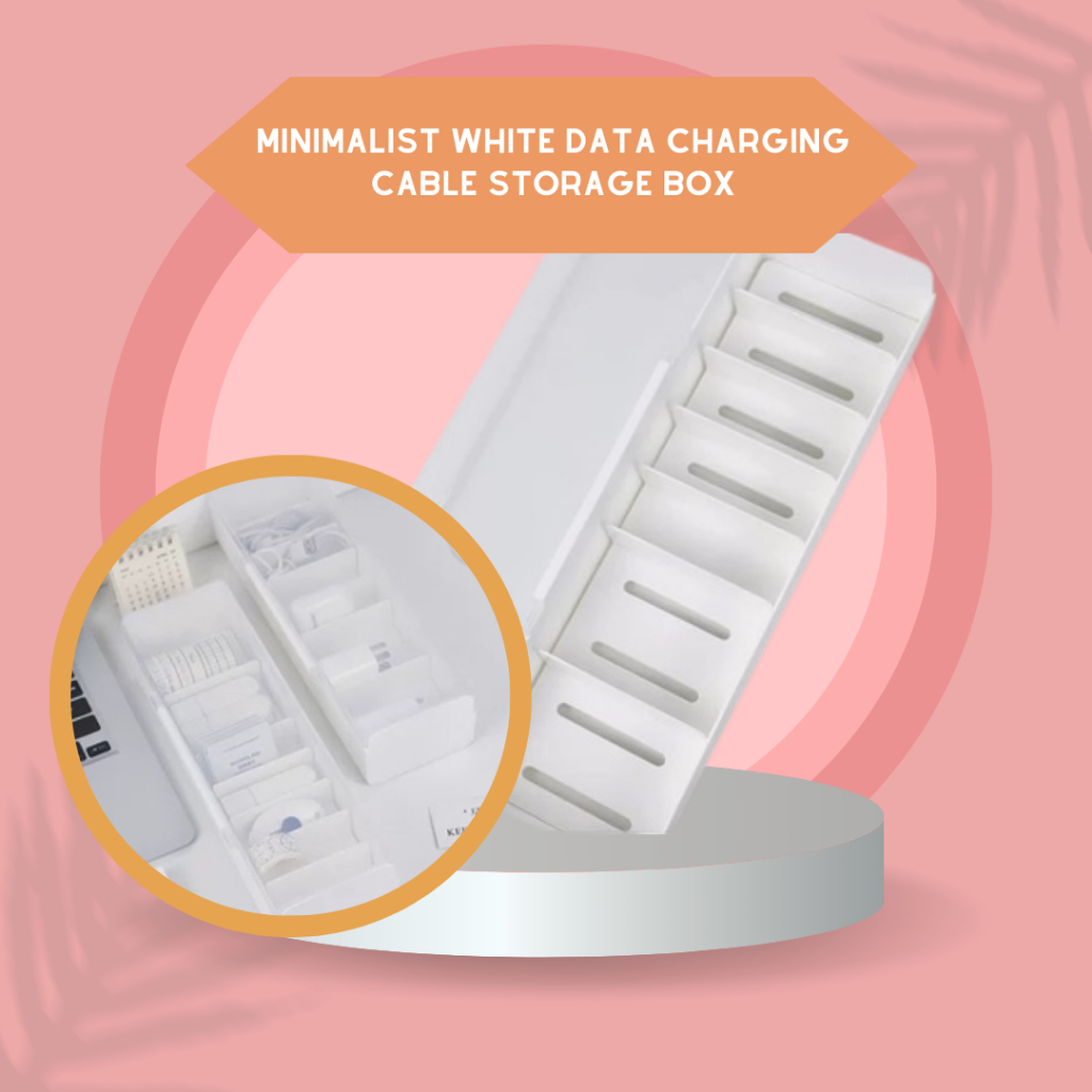 Minimalist White Data Charging cable Earphone Storage Box with cover ...