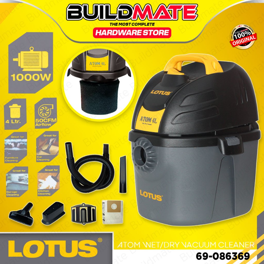 Buildmate x LOTUS 4L 1000W Mini Vacuum Cleaner Wet and Dry for Dust ...