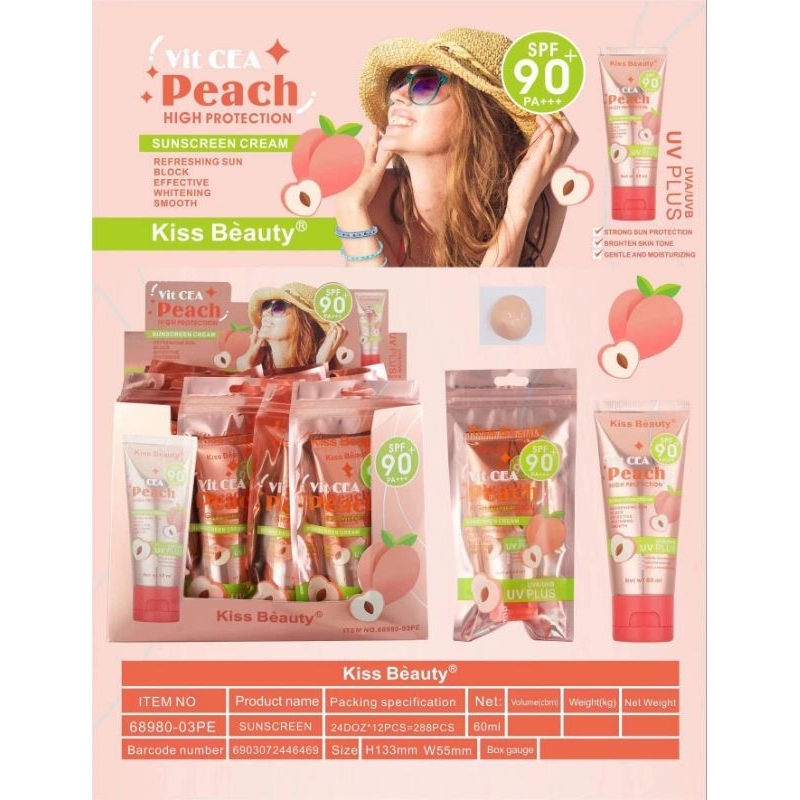 NEW KIss beauty sunscreen cream UV plus high protection skintone cream SPF 90 PA+++ | Shopee ...