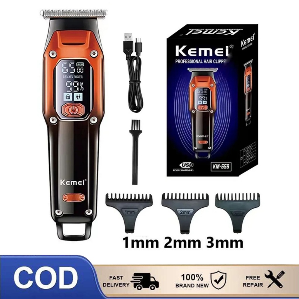Kemei Razor Professional Hair Cut Cordless Rechargeable Clipper LCD ...