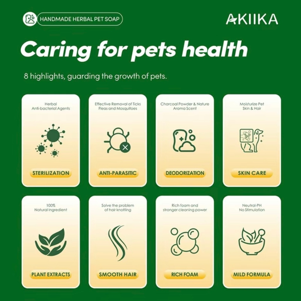 AKIIKA Herbal Pet Soap 200g For Dogs & Cats 100% Natural Handmade 200g ...