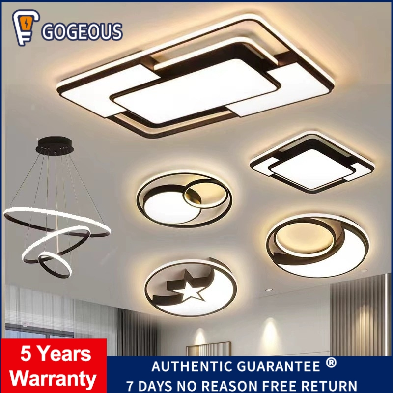 Modern Tricolor LED Ceiling Light Dimmable With Remote Round Square ...