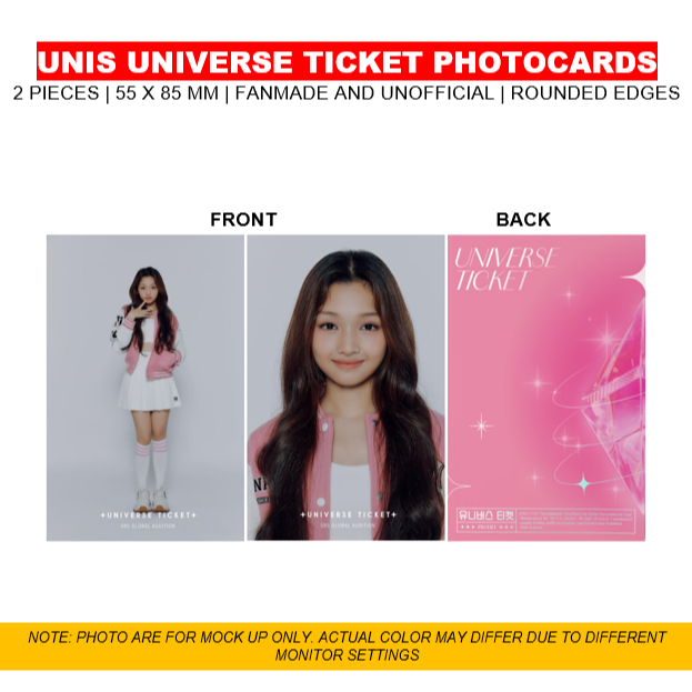 Unis Universe Ticket Profile Photocard Pairs Unofficial Fanmade Matte ...