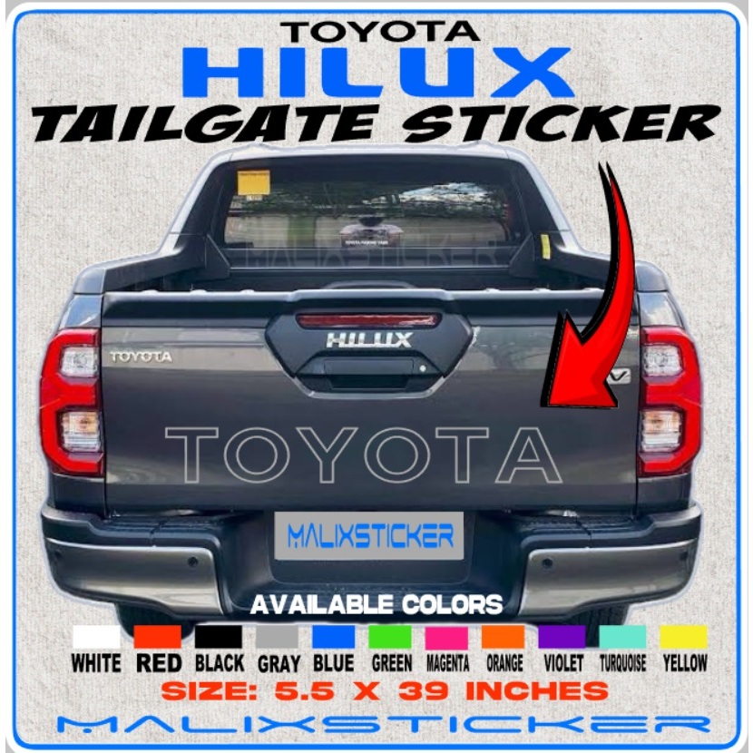 Toyota Hilux Conquest /Hilux Gr tailgate sticker decal TOYOTA outline ...