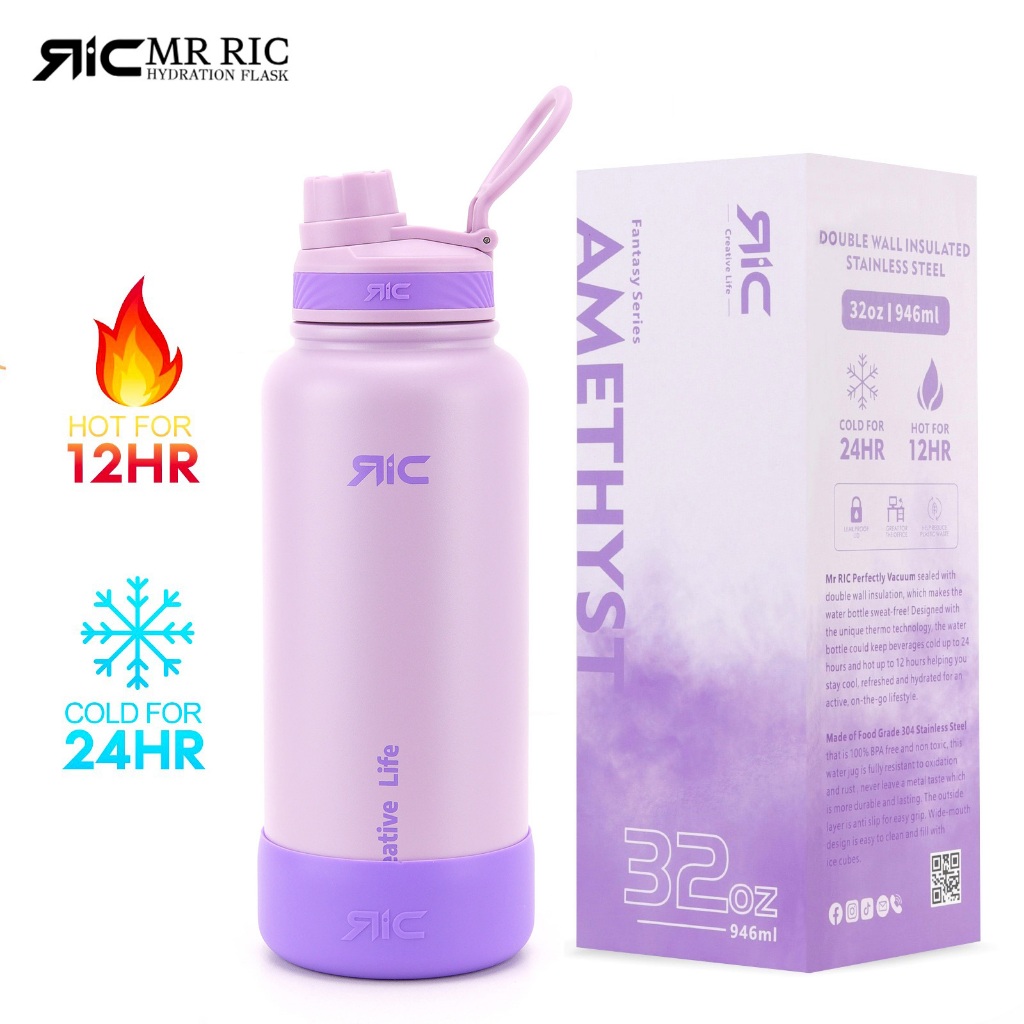 Mr Ric Hydration Flask Spout Lid Wide Mouth Vacuum Leak Proof Stainless ...