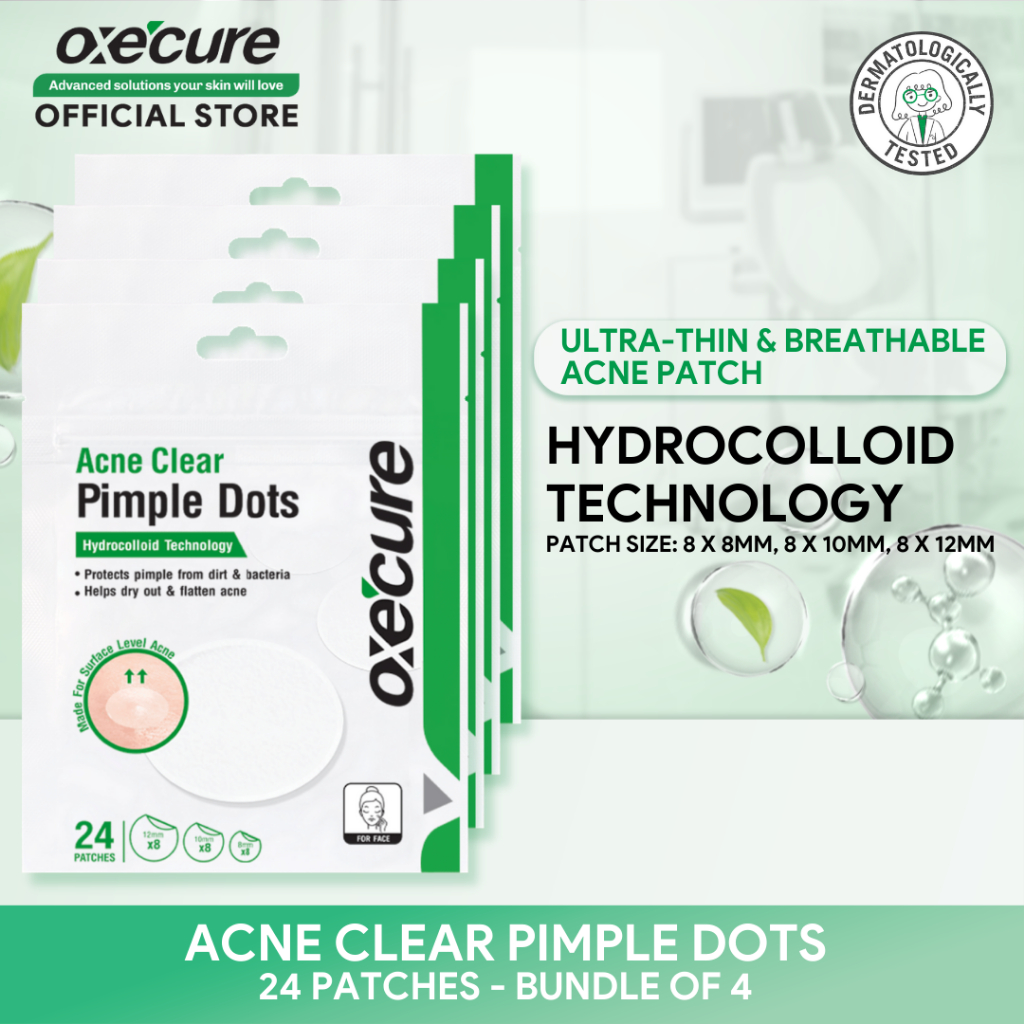 OXECURE Acne Clear Pimple Dots (24 patches) Bundle of 4 | Shopee ...