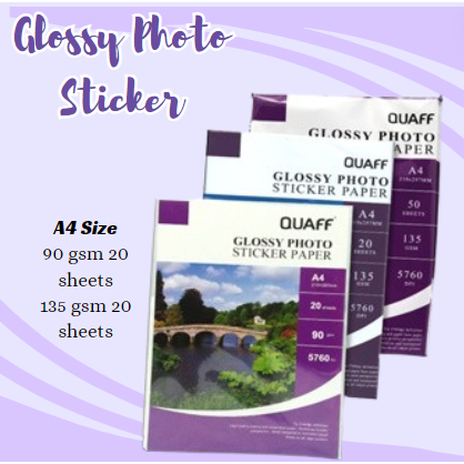 QUAFF Photo Sticker A4 Size Glossy Sticker Paper 90gsm -135gsm | Shopee ...