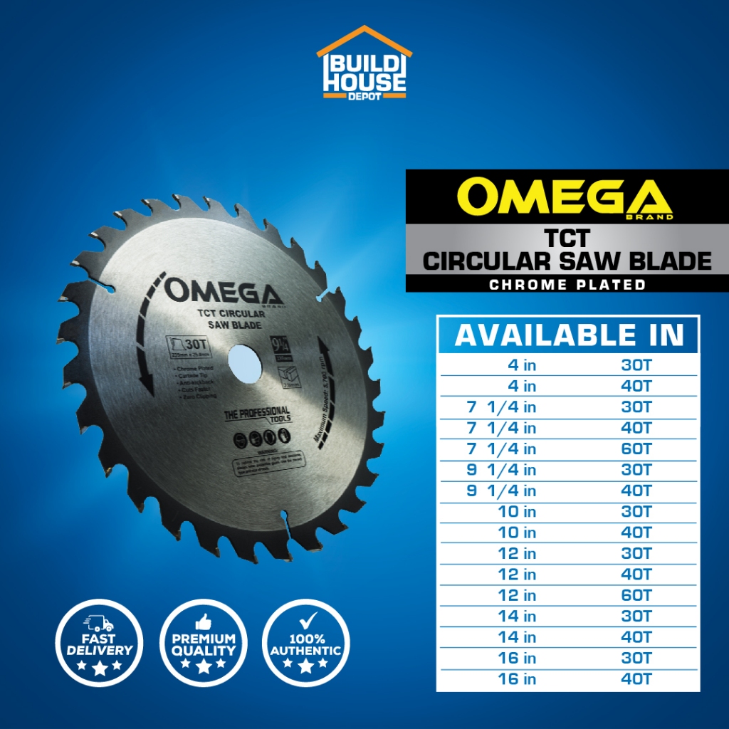OMEGA TCT Circular Saw Blade - 12" | 14" | 16" - 30T | 40T | 60T ...