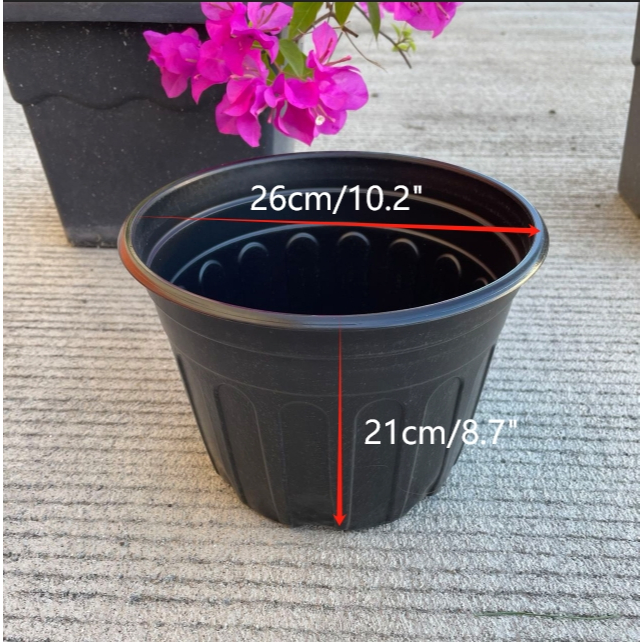 HALLOMALL 24pcs (16cm-29cm) Black PVC Nursery Pots Soft Flower Pots for ...