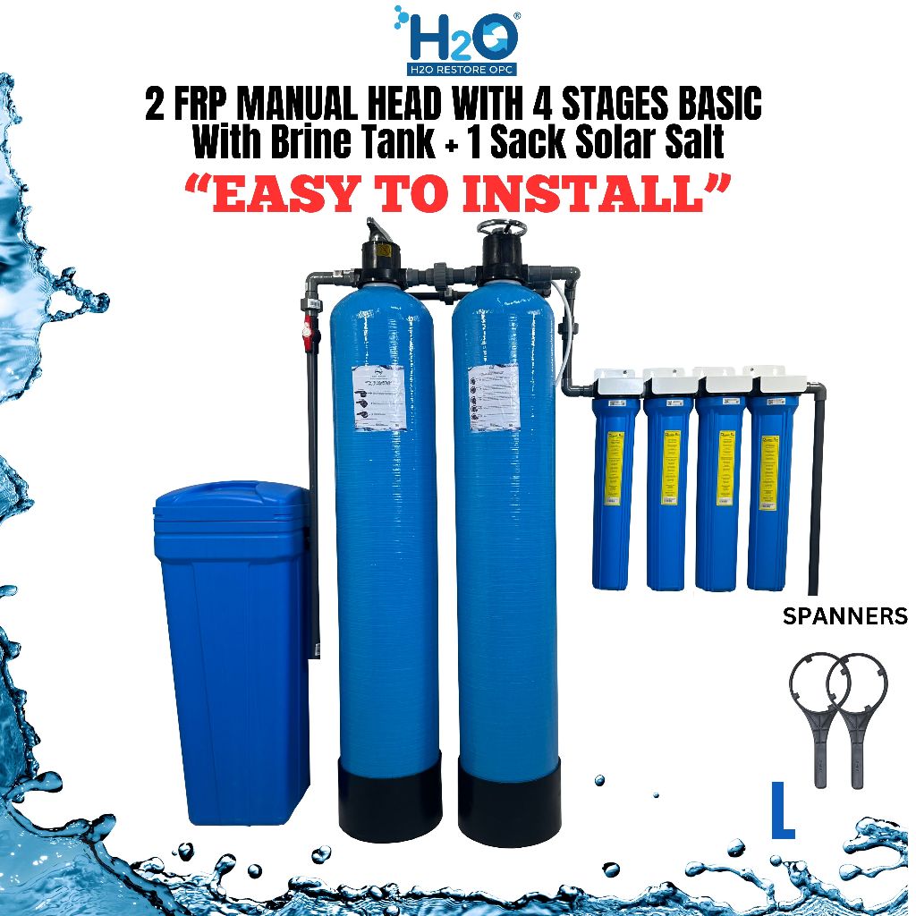 10 x 54 2 FRP Manual Head with 4 Stages Basic & Brine Tank + 1 Sack ...