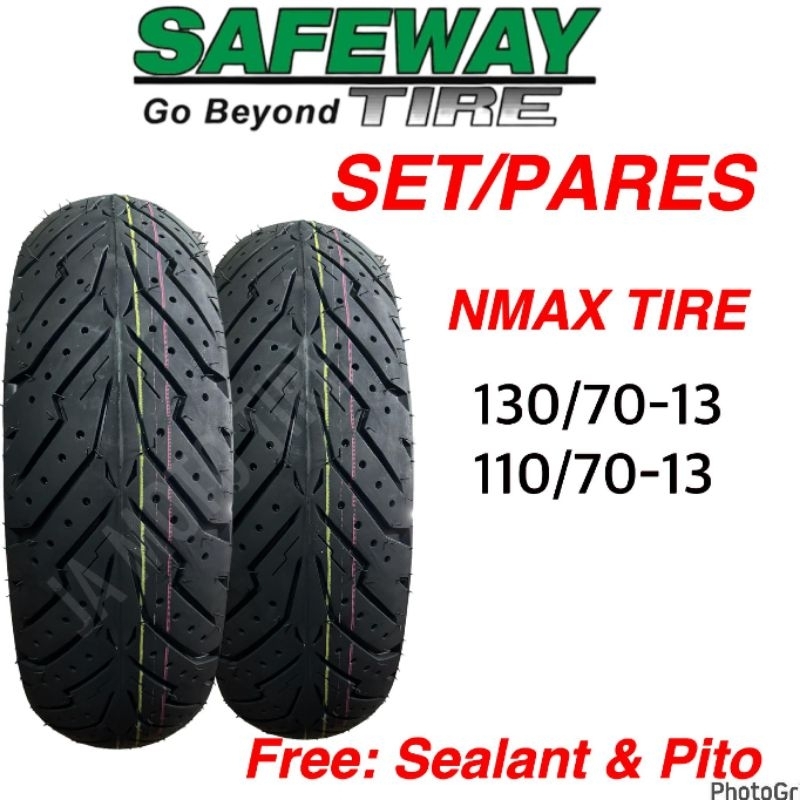 SAFEWAY TIRE SIZE 13 FOR NMAX V1/V2 (SET/PARES) FREE SEALANT & PITO ...