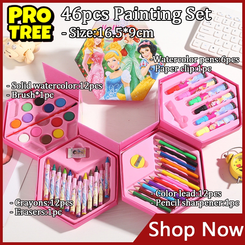 42/46Pcs Coloring Set Colored Pencil Painting Water Color Pen for Kids ...