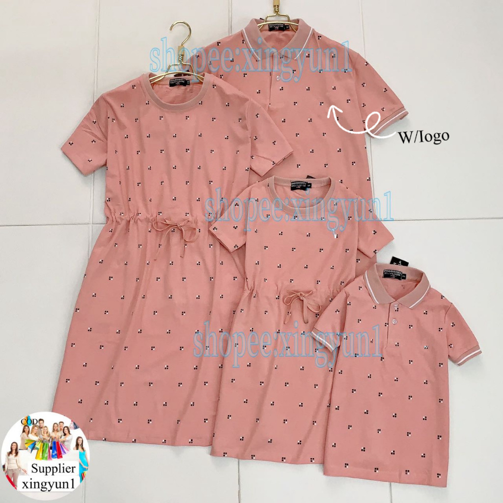Domino fashion family set polo shirt dress W/pocket cotton 12colors ...