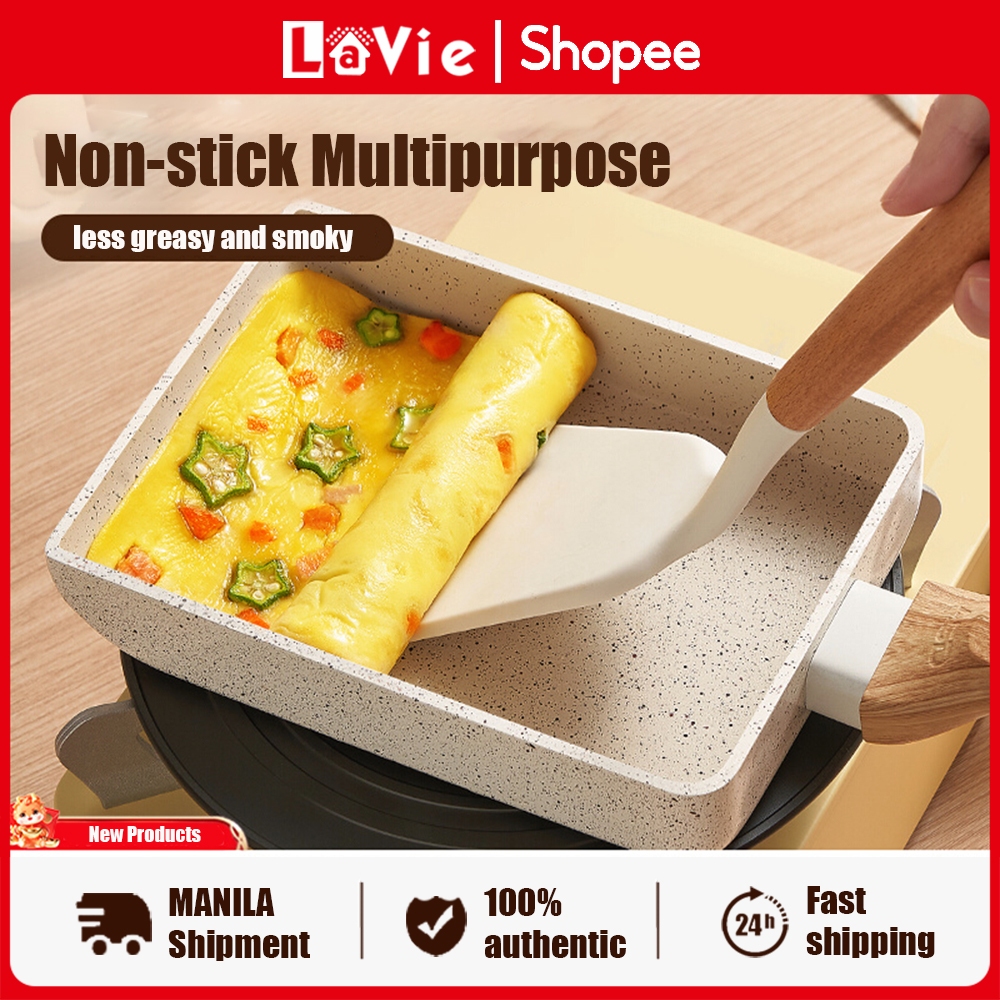 LaVie Non-Stick Japanese Style Tamago Yaki Pan Flat Frying Pan Cooking ...