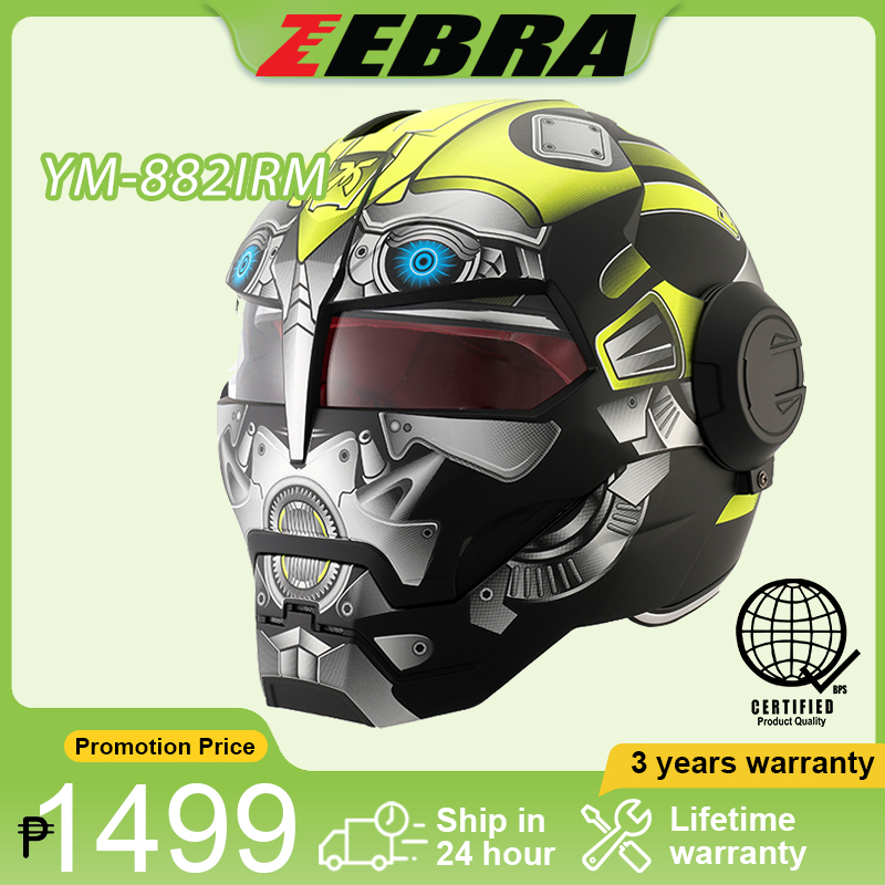 ZEBRA Motorcycle Helmets YM-822-IRM Open Face Modular Motor Helmet ...