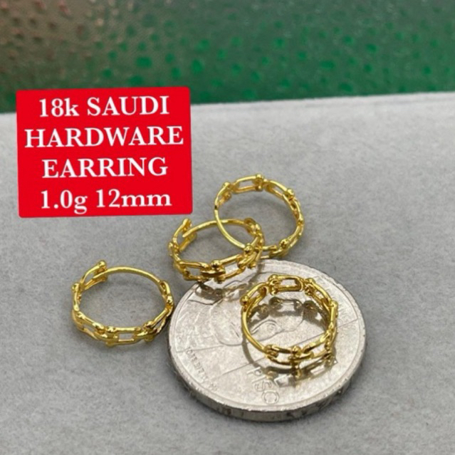 PAWNABLE 18k SAUDI GOLD LOOP HARDWARE EARRING | Shopee Philippines