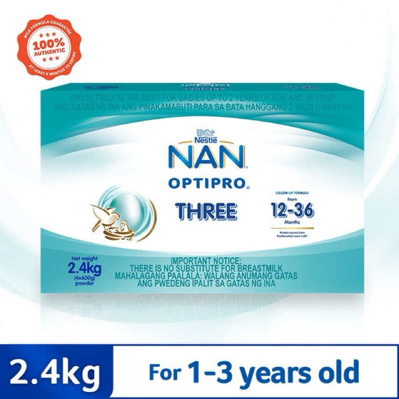 NAN OptiPro Three Milk Supplement for Children 1-3 Years Old 2.4kg | Shopee Philippines