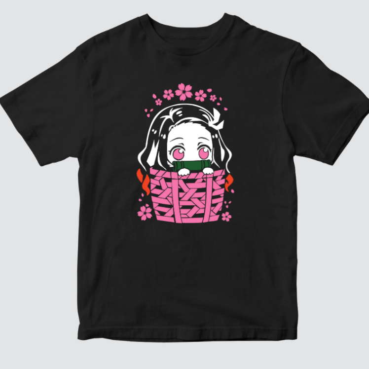 LAZKTEES - Nezuko Basket Demon Slayer Kawaii Anime Cotton Spandex ...