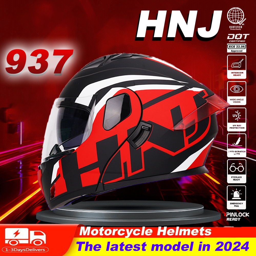 HNJ Motorcycle Helmets Open Face Modular Motor Helmet Dual Visor Lexin ...