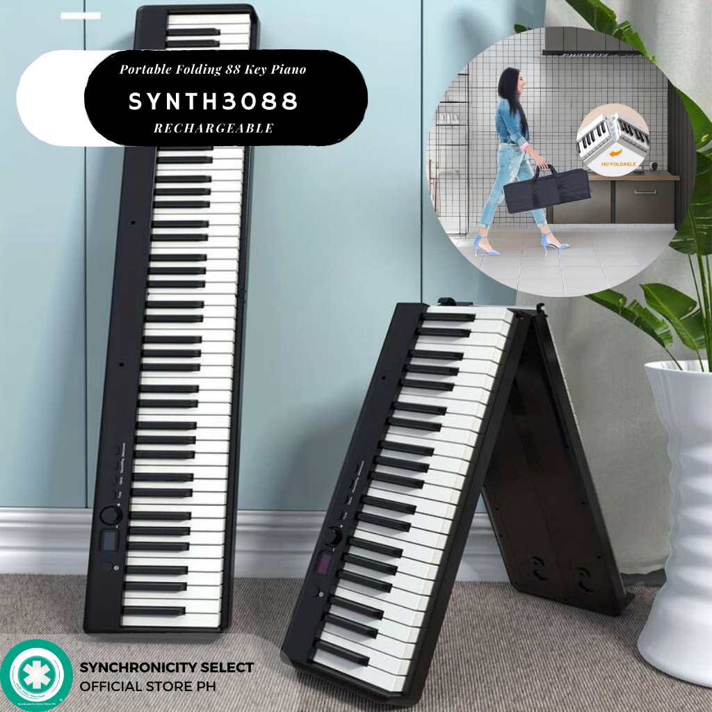 SYNTH3088 Portable Folding Piano | 88 Keys Foldable Electric Piano ...