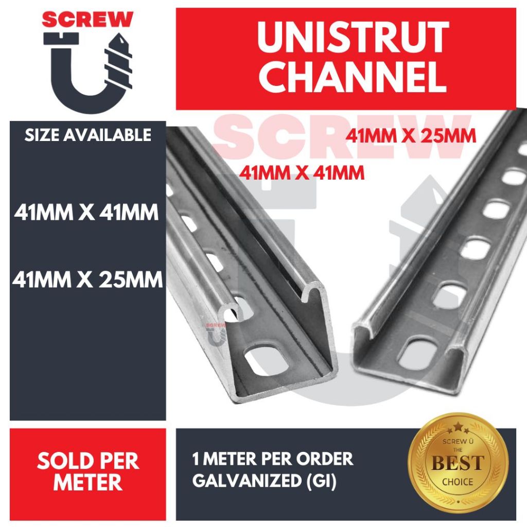 Strut Channel 1meter 41mmx41mm / x 25mm Unistrut Support Channel ...