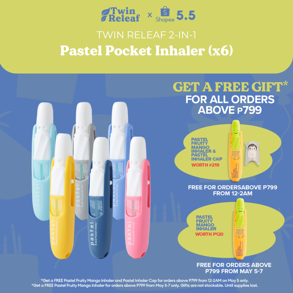 PASTEL Pocket Inhaler (x6) [Menthol Vapors, Relieves Nasal Congestion ...