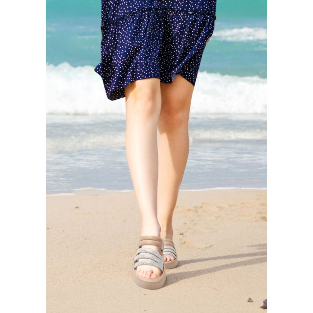 MICHAELA Shiny Glitter Platform Sandals Comfy Luxury Slip-On Strappy ...