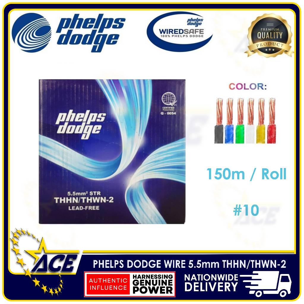 Phelps Dodge # 10 5.5mm² Stranded Wire THHN/THWN - 2 Lead-Free | Shopee ...