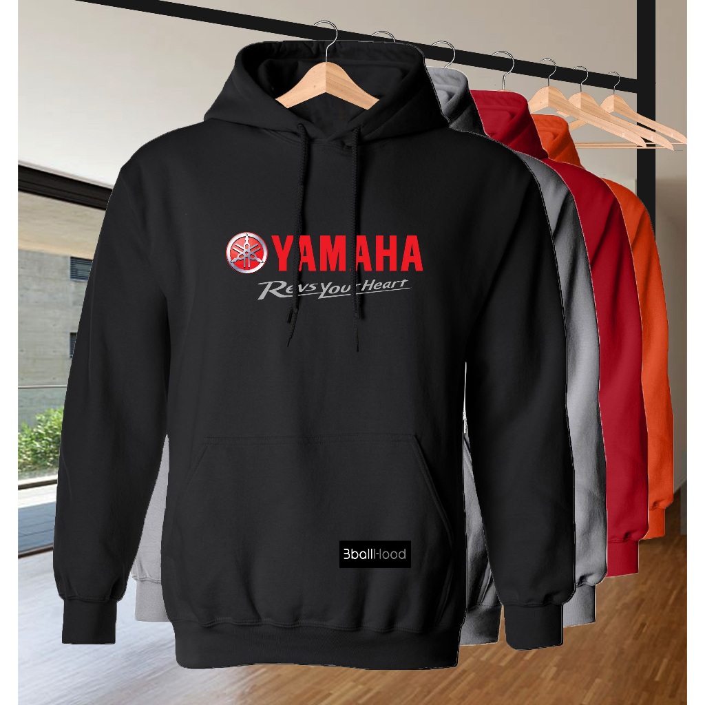 Hoodie Jacket Yamaha Revs your Heart Black Pullover Mall Quality Long ...
