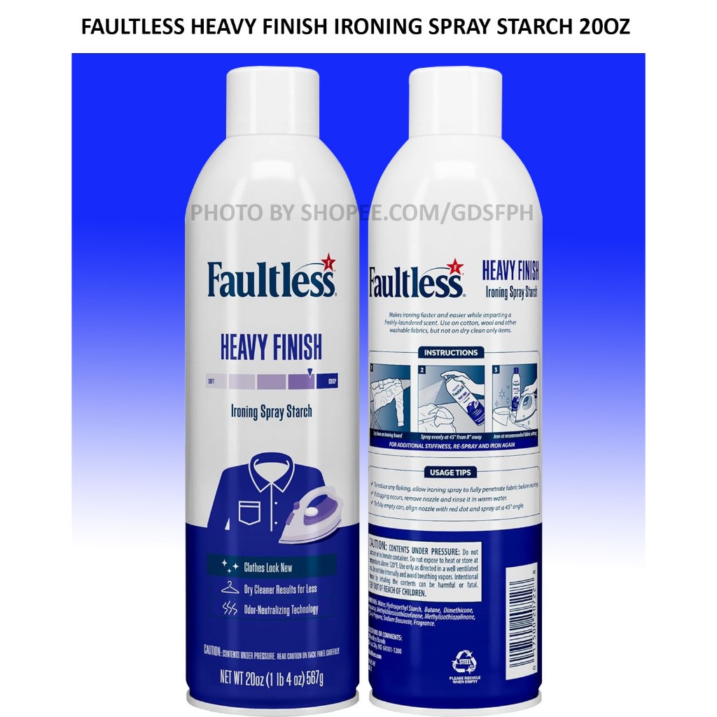 Faultless Heavy Finish Ironing Spray Starch 20oz 567g with Odor ...
