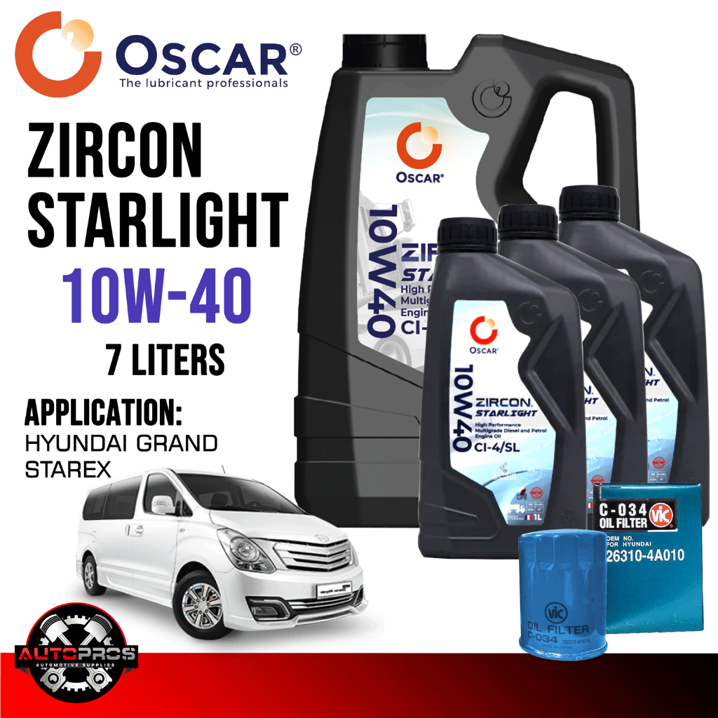 Oscar Zircon Starlight 10W40 Diesel Oil 7 Liters Bundle for Hyundai ...