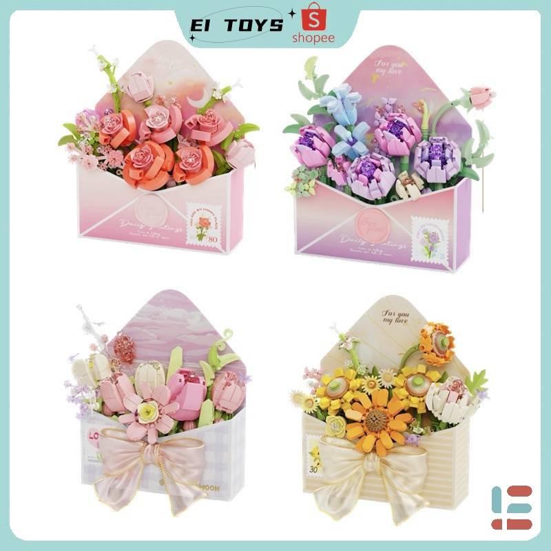 Creative Building Blocks Flower Bulding Bricks Flower Block Deraction ...