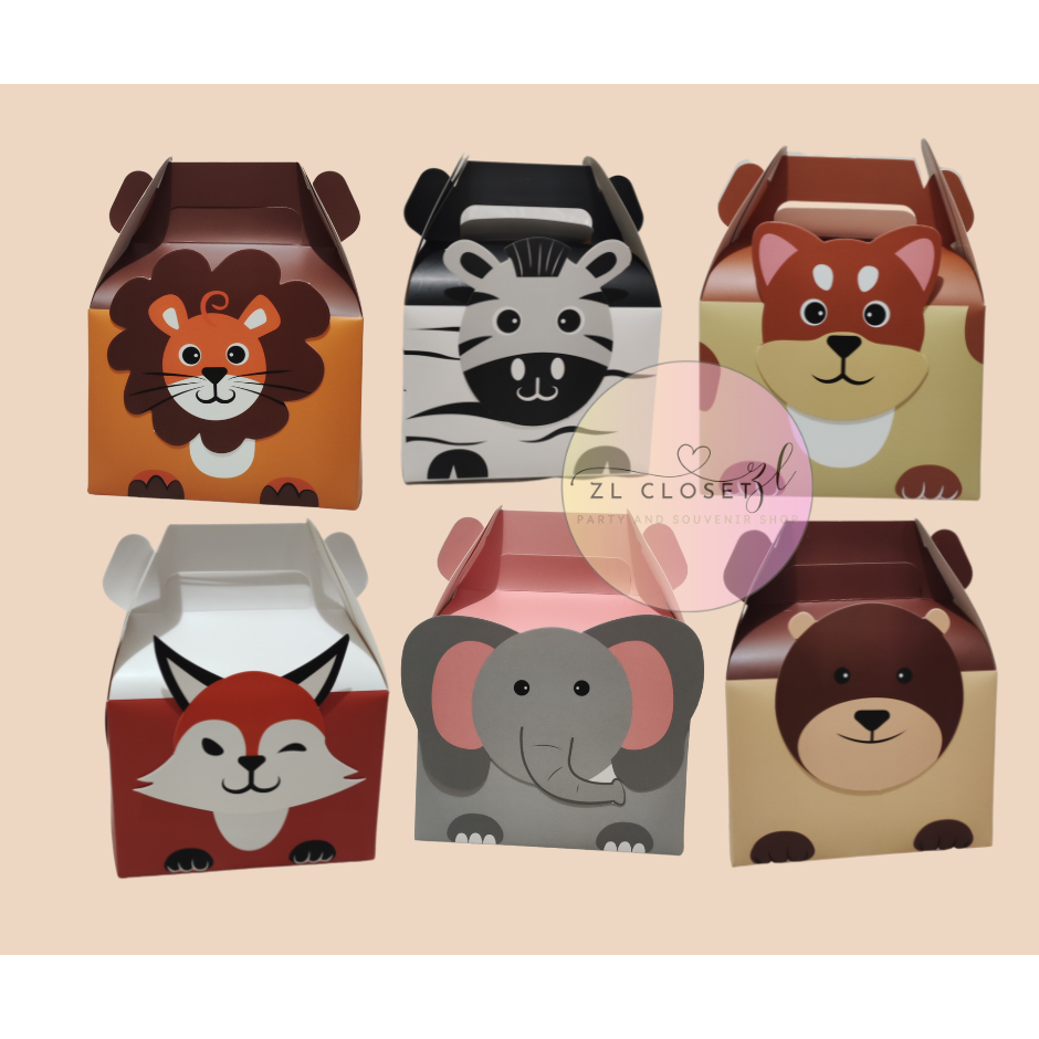 Jungle Safari Theme Kids Birthday Party Loot box Candy Box Treat Bag 3D ...