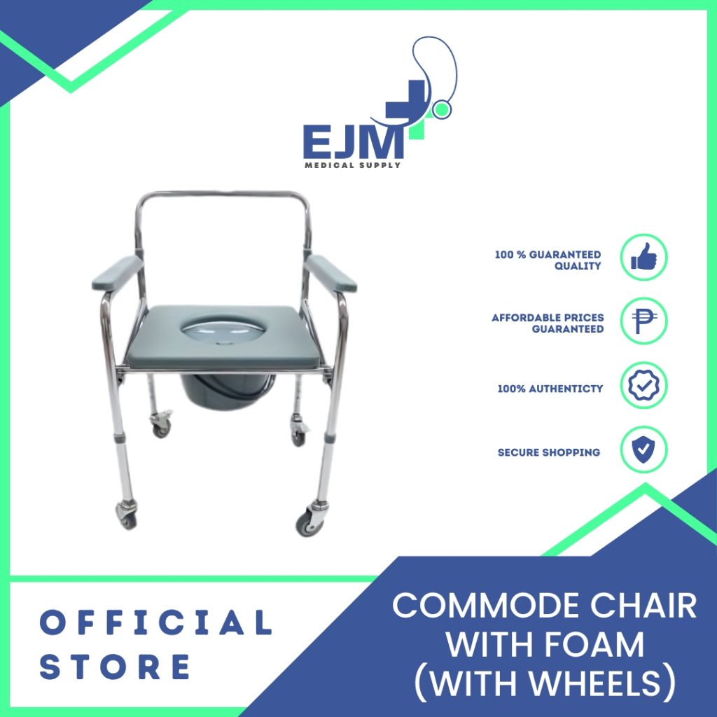 Commode Chair With Foam ( W/ Wheels ) (W/O Wheels ) | Shopee Philippines