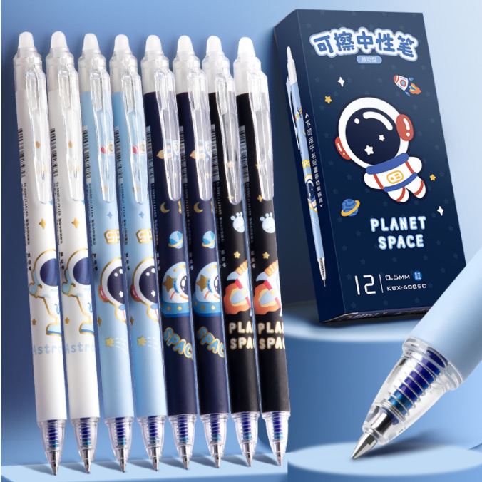 12Pcs Friction Pen Ballpen with Eraser 0.5mm Black Ink Smooth Quick ...