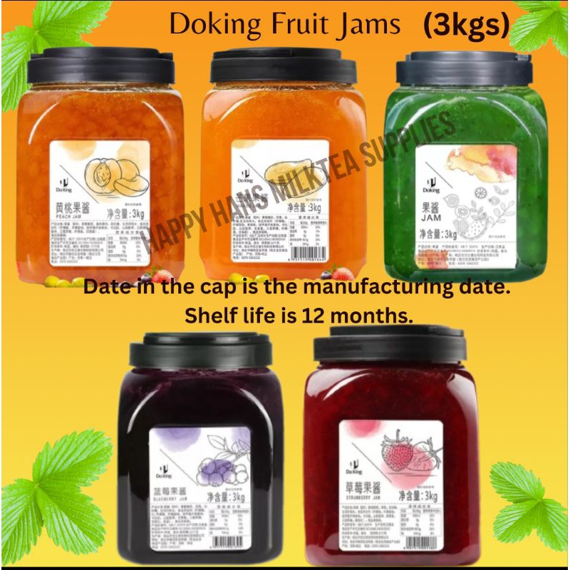 Doking Fruit Jams Strawberry/Blueberry/Mango/Peach/Kiwi (3kgs) | Shopee ...