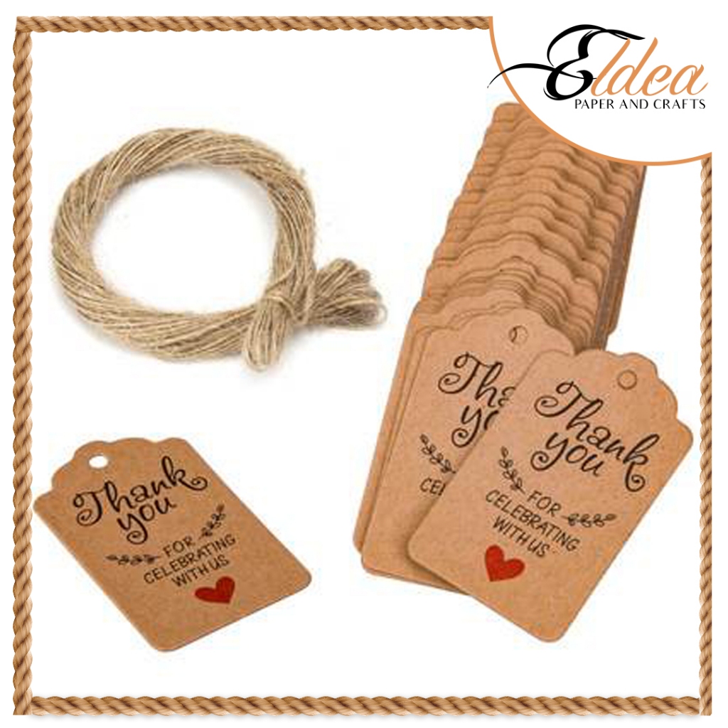 100pcs tags w/ 20mtrs twine, Thank you tag, Gift Tags, Souvenir tags ...