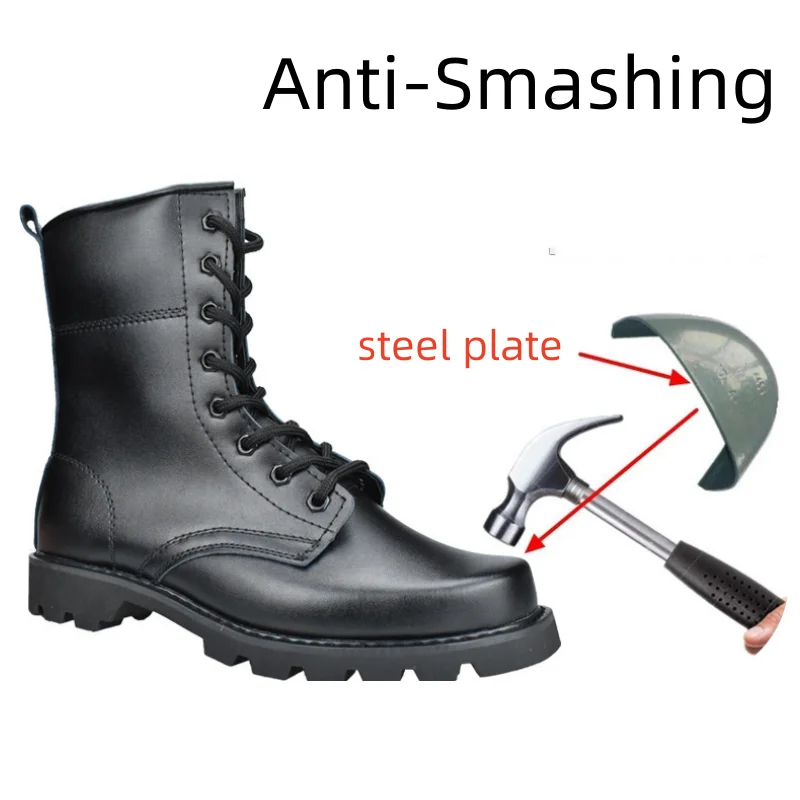 High-top safety shoes steel toe anti-smashing work shoes Kevlar anti ...